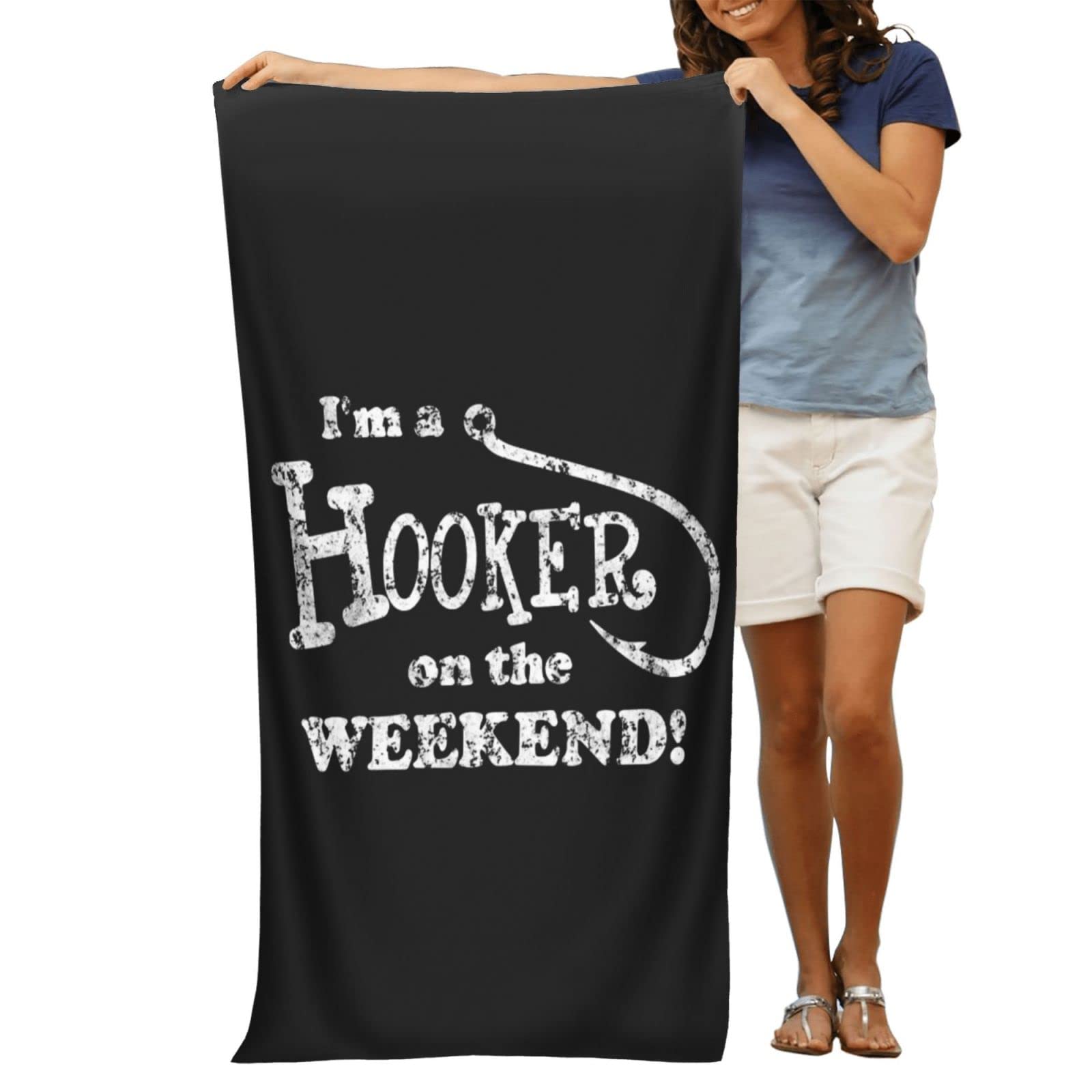 Zahika I'M A Hooker On The Weekend Beach Towel Absorbent Bathroom Towels Beach Towels Oversized Super 32x52 Inch