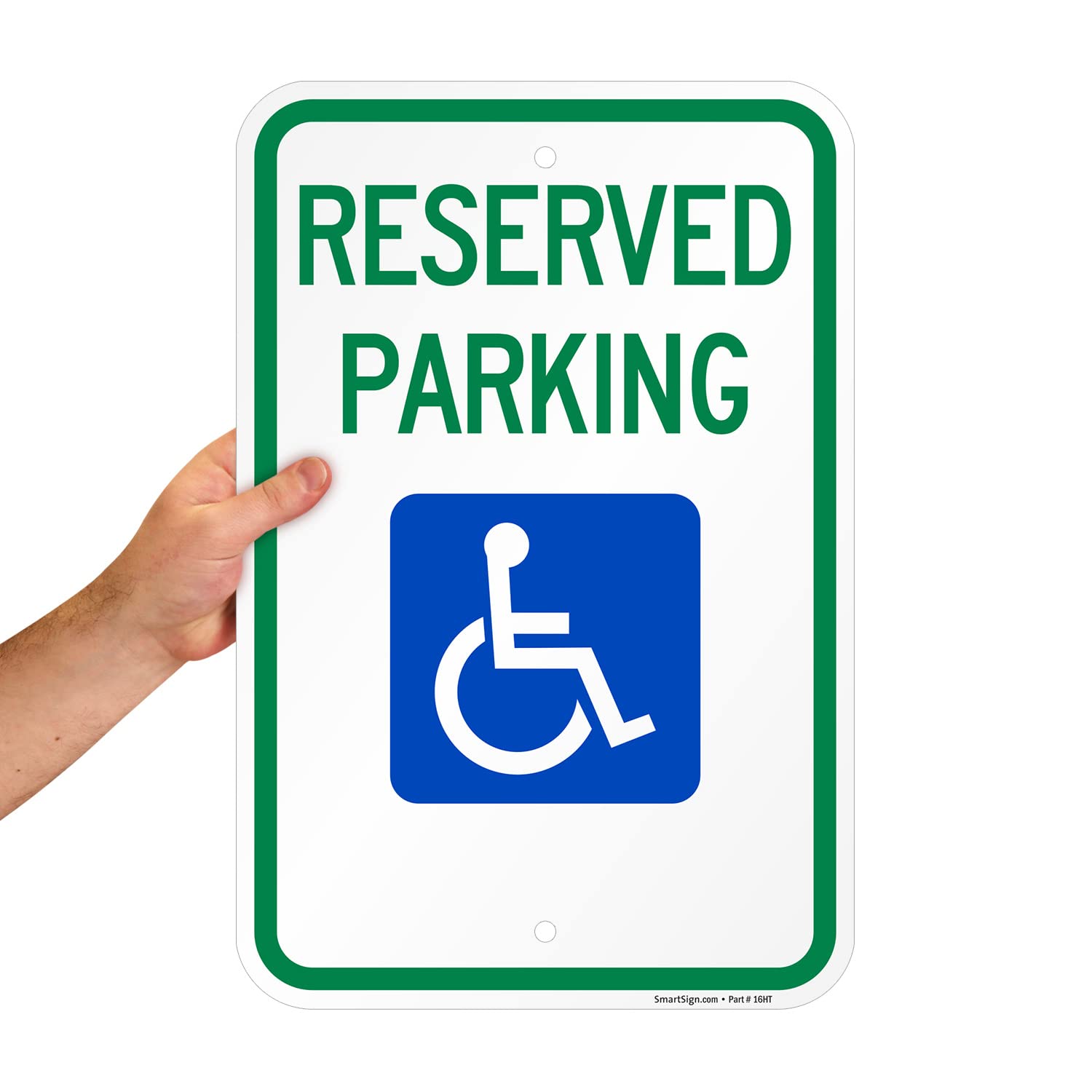 SmartSign Basics Reserved Parking Federal Handicap Parking Sign | 12" x 18" Engineer Grade Reflective ACM