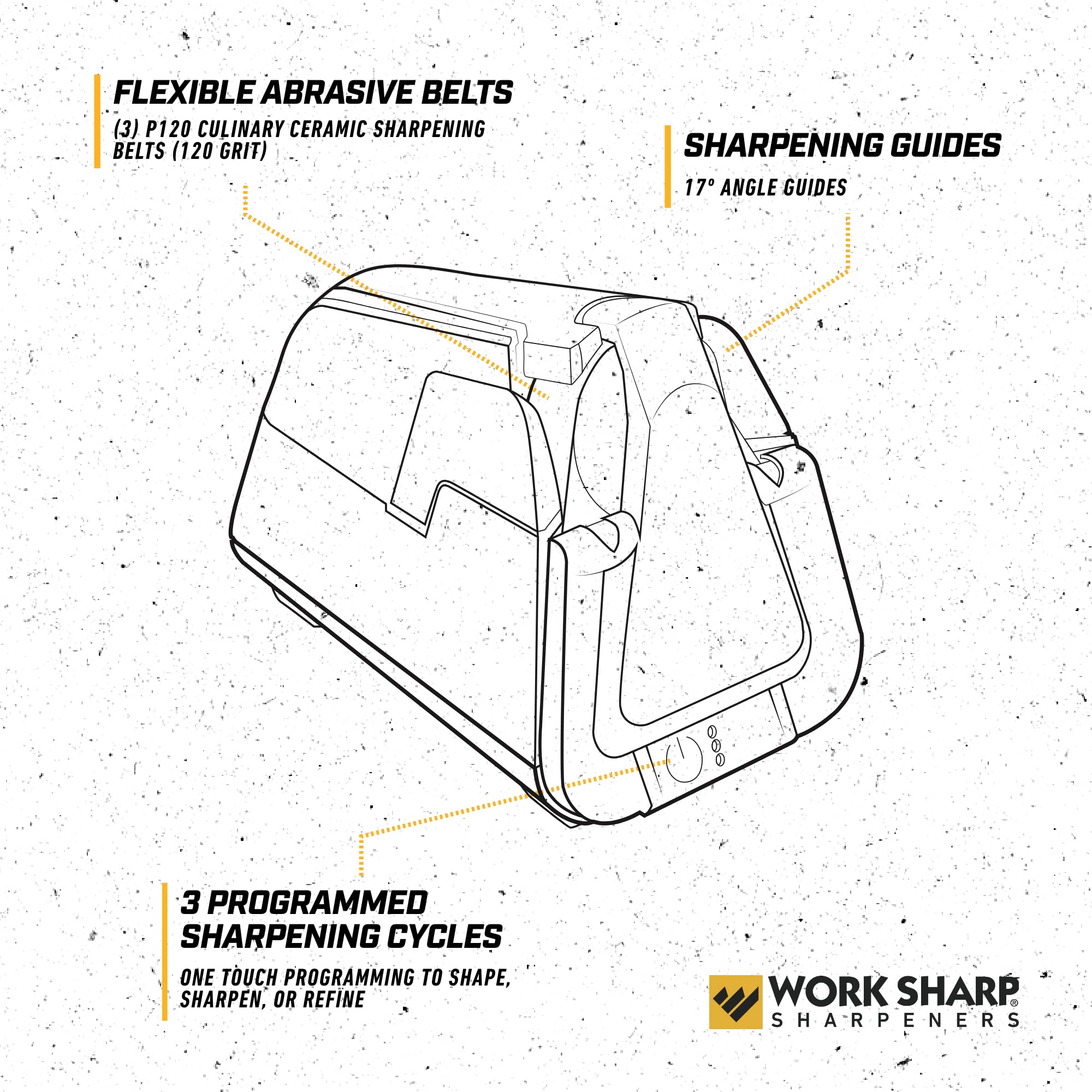 Work Sharp Culinary Kitchen Knife Sharpener with Ceramic Honing Rod, Gray, 7.2 x 4.5 x 5.2 inches