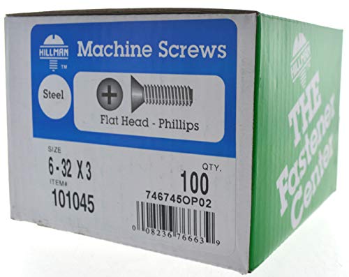 The Hillman Group 101045 6-32-Inch x 3-Inch Flat Head Phillips Machine Screw, 100-Pack