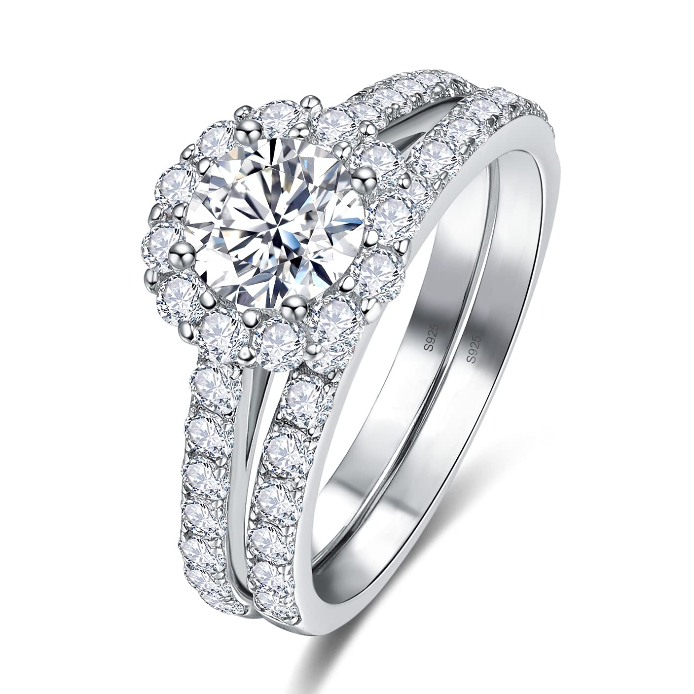 Yaresul Halo Rings for Woman,1.5ct Round Cut Cubic Zirconia Fake Engagement Ring, Proposal Rings for Her Size 7