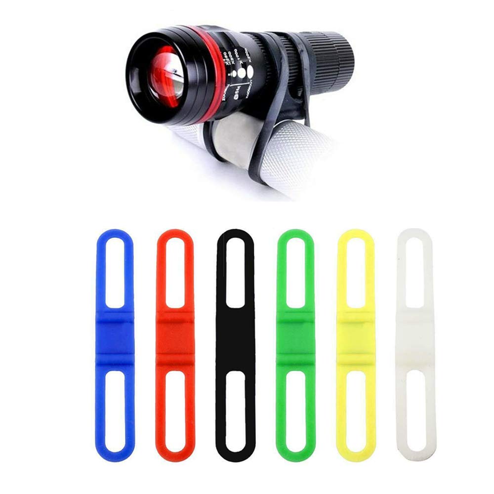 Yahpetes Silicone Bicycle Band 6 Pcs Bike Light Holder Strap 5.7" Flashlight Band Phone Strap Tie Ribbon Mount Holder for Light Handlebar Mount (6 PCS)