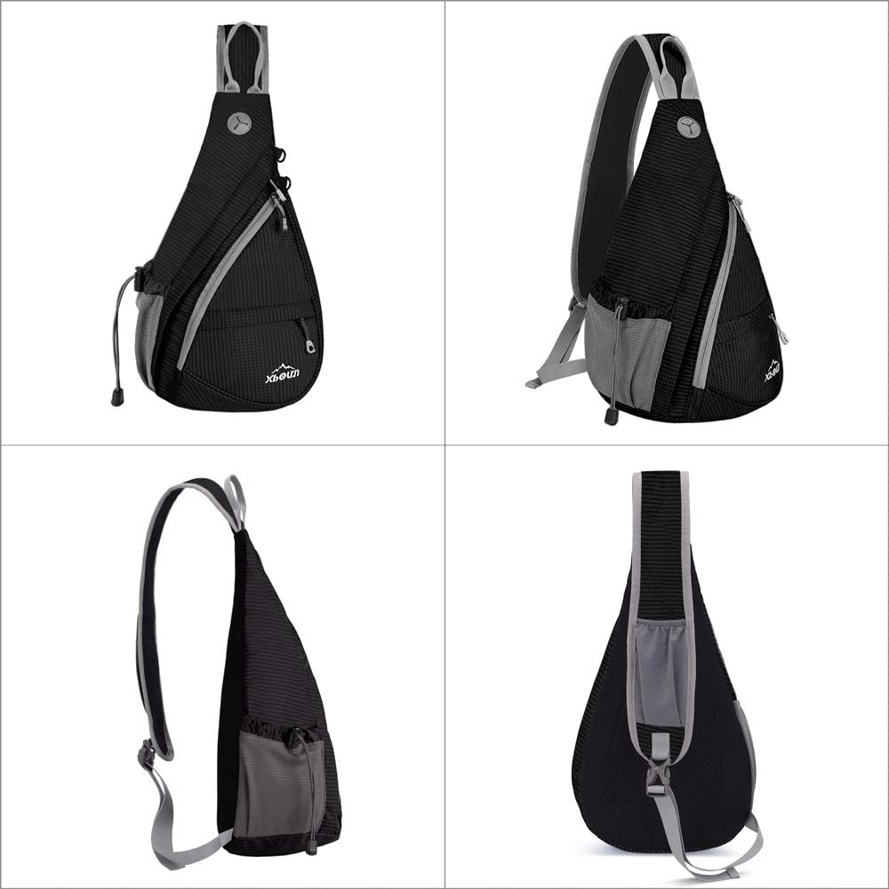 Xboun Sling Backpack Chest Shoulder Bag Crossbody Cycling Travel Hiking Daypack (Black)