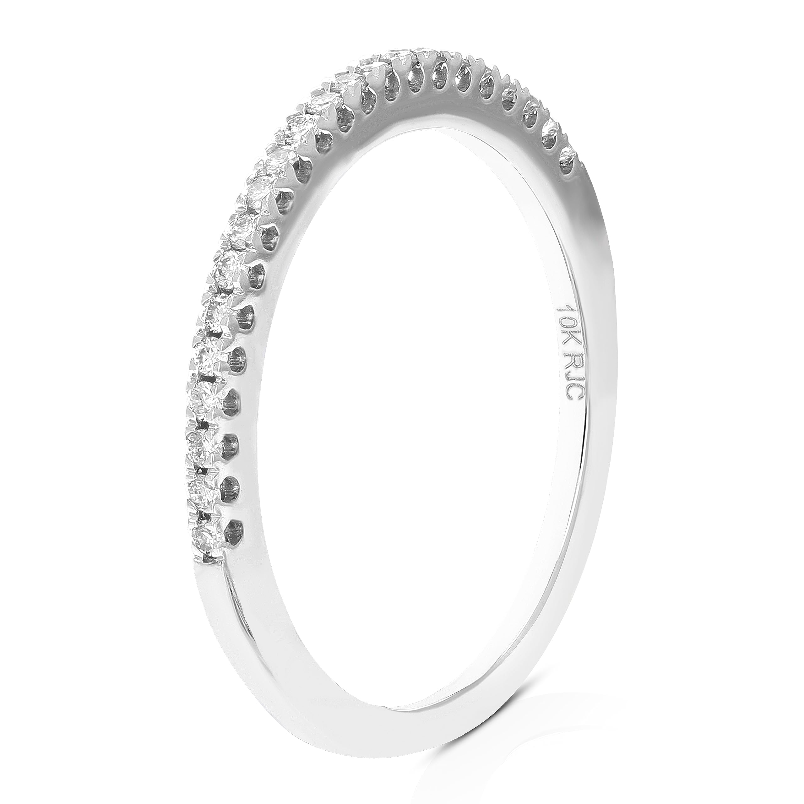 Vir Jewels 1/6 cttw Pave Round Diamond Wedding Band for Women in 10K White Gold Prong Set, Size 6