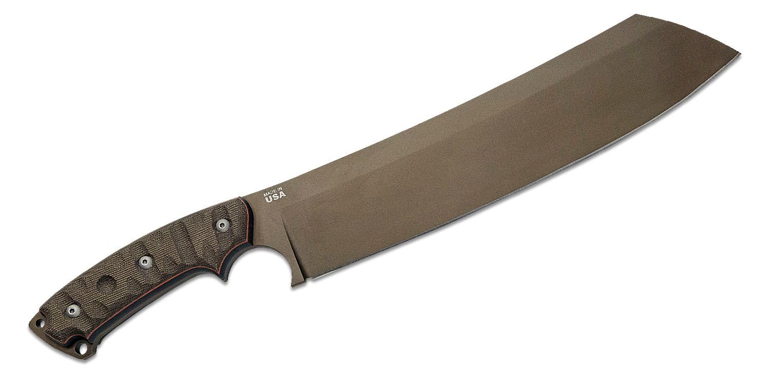 Tops Knives El Chete Fixed Blade Knife with Midnight Bronze Blade Finish, Rocky Mountain Tread Handle, and Black Kydex Sheath with Steel Belt Clip, ELCH-01-RMT