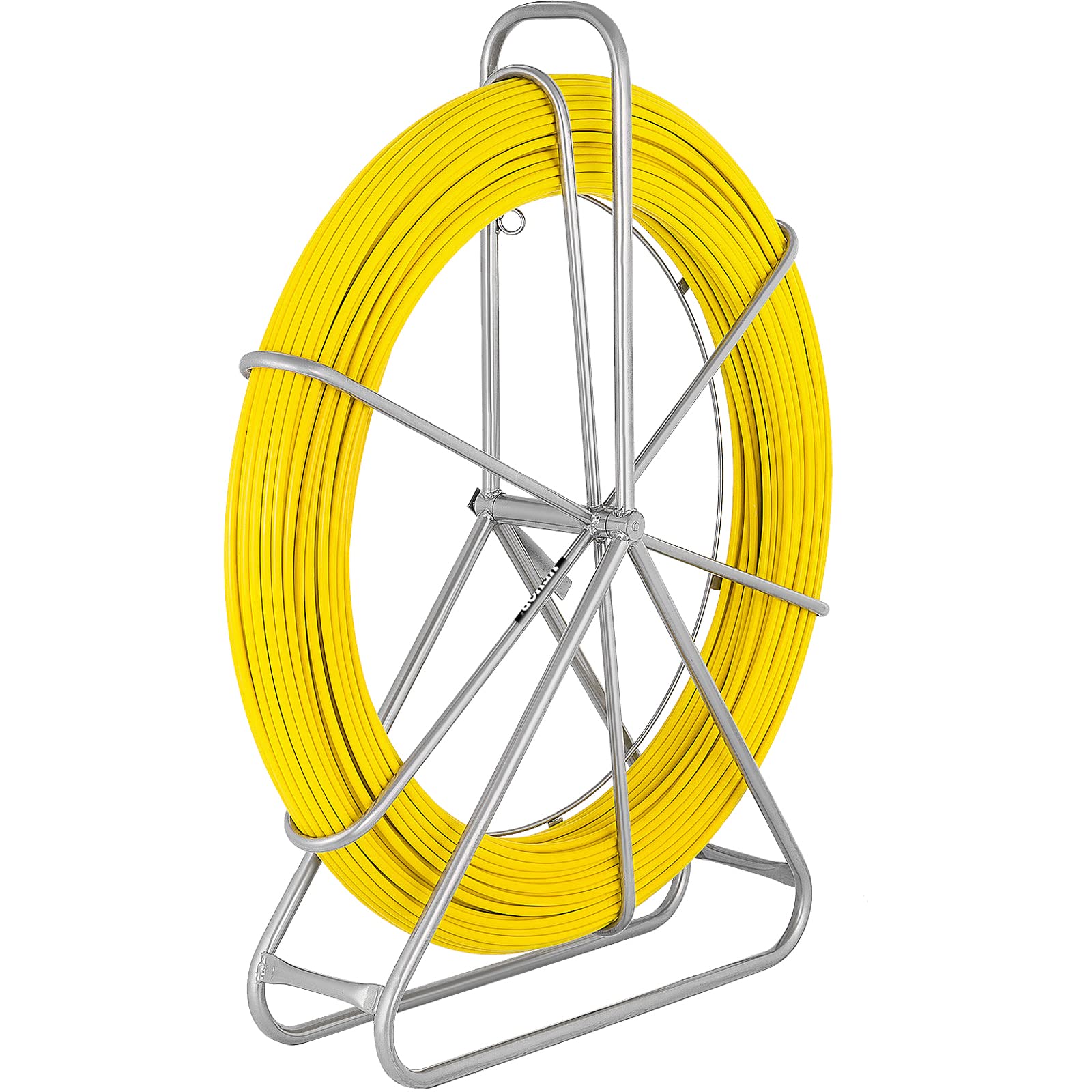 VEVOR Fish Tape Fiberglass 8MM 492FT Duct Rodder Fish Tape Continuous Fiberglass Tape Wire Cable Running with Cage and Wheel Stand