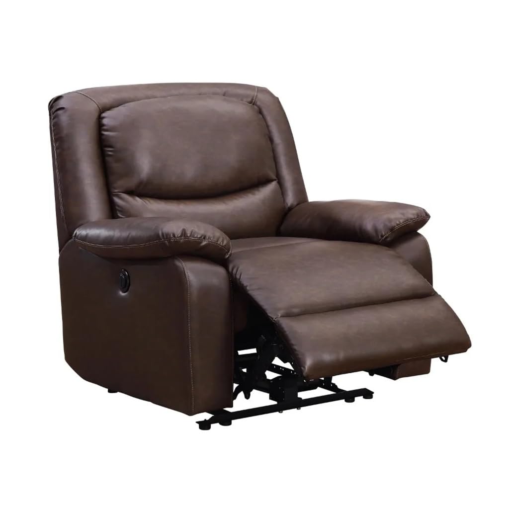Sofas Push-Button Power Recliner with Deep Body Cushions Living Room Chairs Brown Faux Leather Upholstery Sofa Furniture