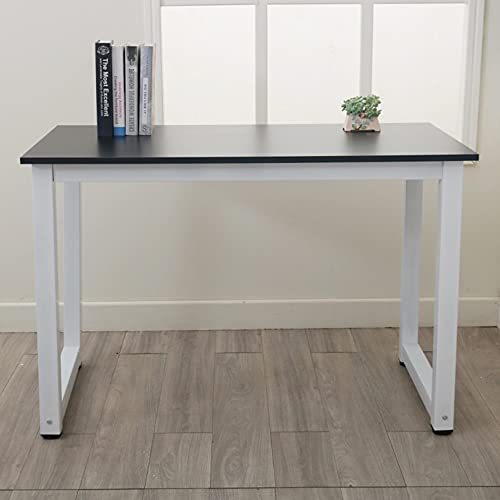 WFHTU 110cm Decent High Strength Wooden Computer Desk Computer Table Home Office Table Black Gaming Table Workstation Study Writing