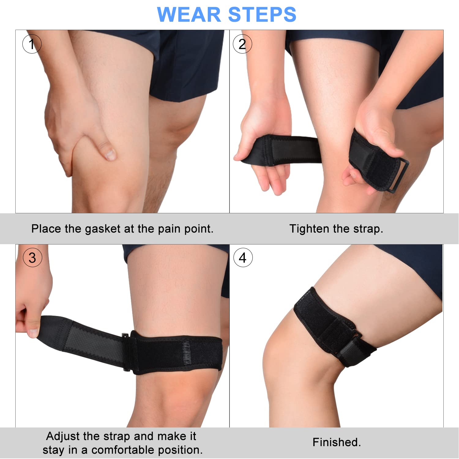 supregear IT Band Strap, Adjustable Iliotibial, Knee, Thigh, Hip & ITB Syndrome Compression Wrap Support, Breathable Patellar Tendonitis and Osgood Schlatters Stabilizer Brace for Men and Women