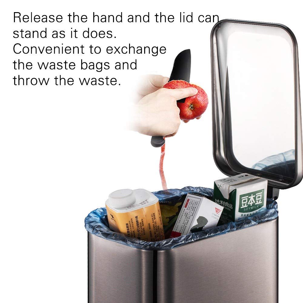 VATTEA Trash Can 5L/1.3 Gallon Stainless Steel Waste Bin Dust Bin Waste Basket Recycle Bin Waste Basket Trash Can Black