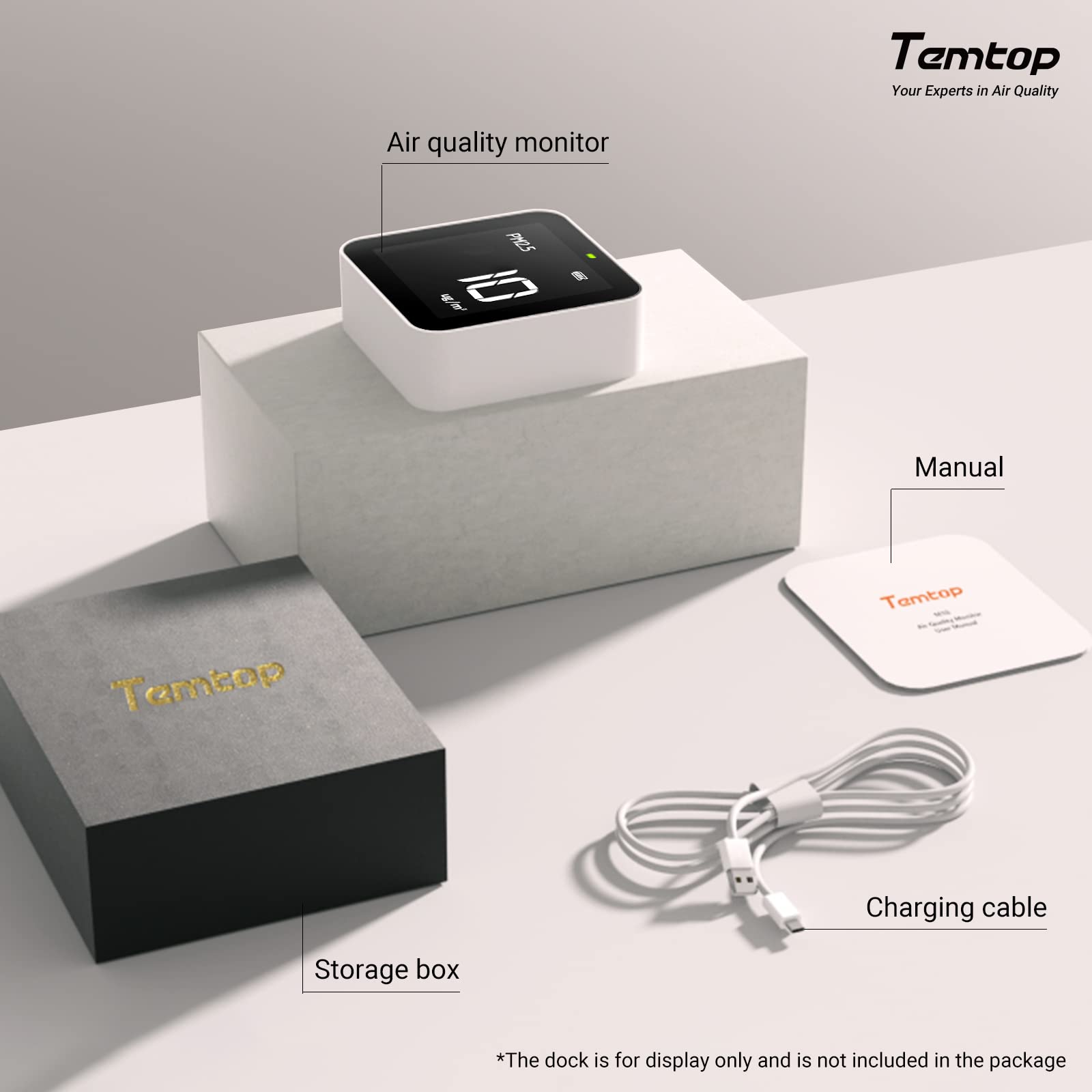 Temtop Indoor Air Quality Meters PM2.5 AQI Air Quality Monitor Home Air Testing Kit, P10