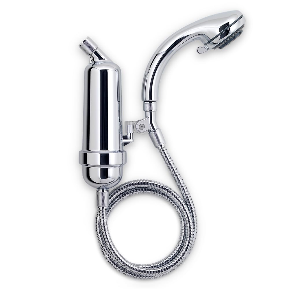 WaterChef Handheld Shower Filter System SF-7C (Chrome) - Deluxe Adjustable Wand, Advanced Filtration for Superior Chlorine Reduction - NSF/ANSI Certified: 96.6% of Chlorine, 10,000 Gal., USA