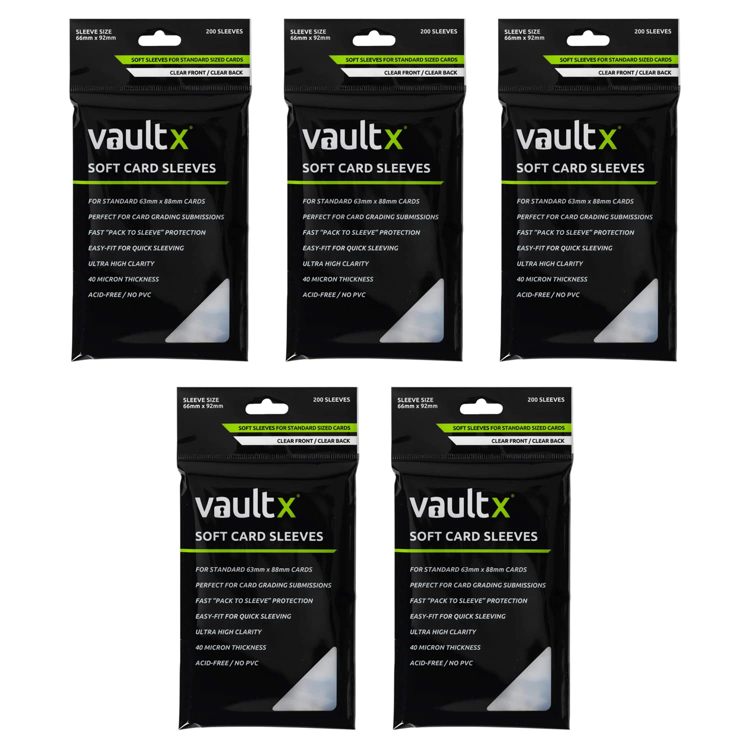 Vault X Soft Trading Card Sleeves - 40 Micron High Clarity Penny Sleeves for TCG (1000 pack)