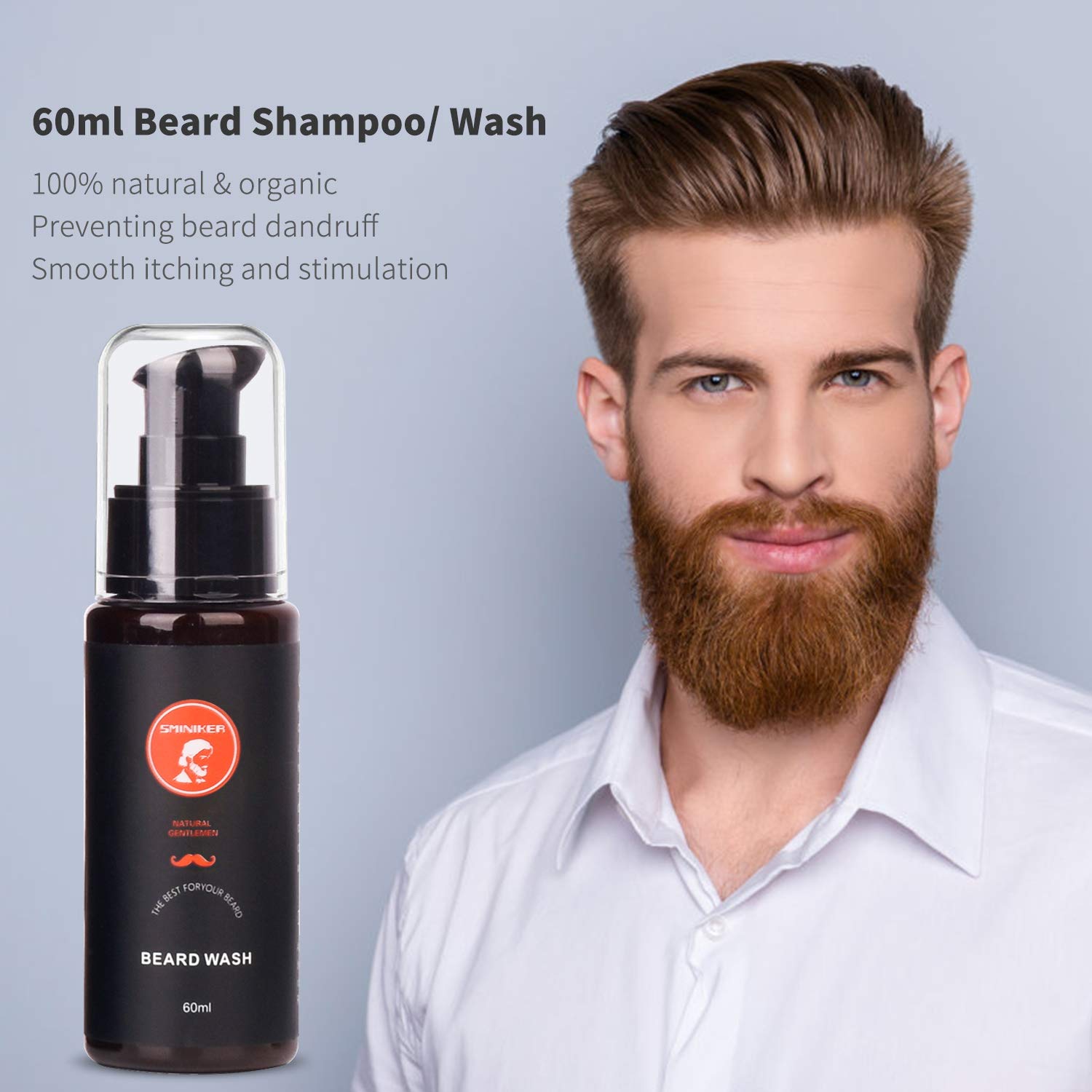 Sminiker Beard Grooming Kit for Beard Care Beard Balm Beard Shampoo Beard Oil Gifts for Men