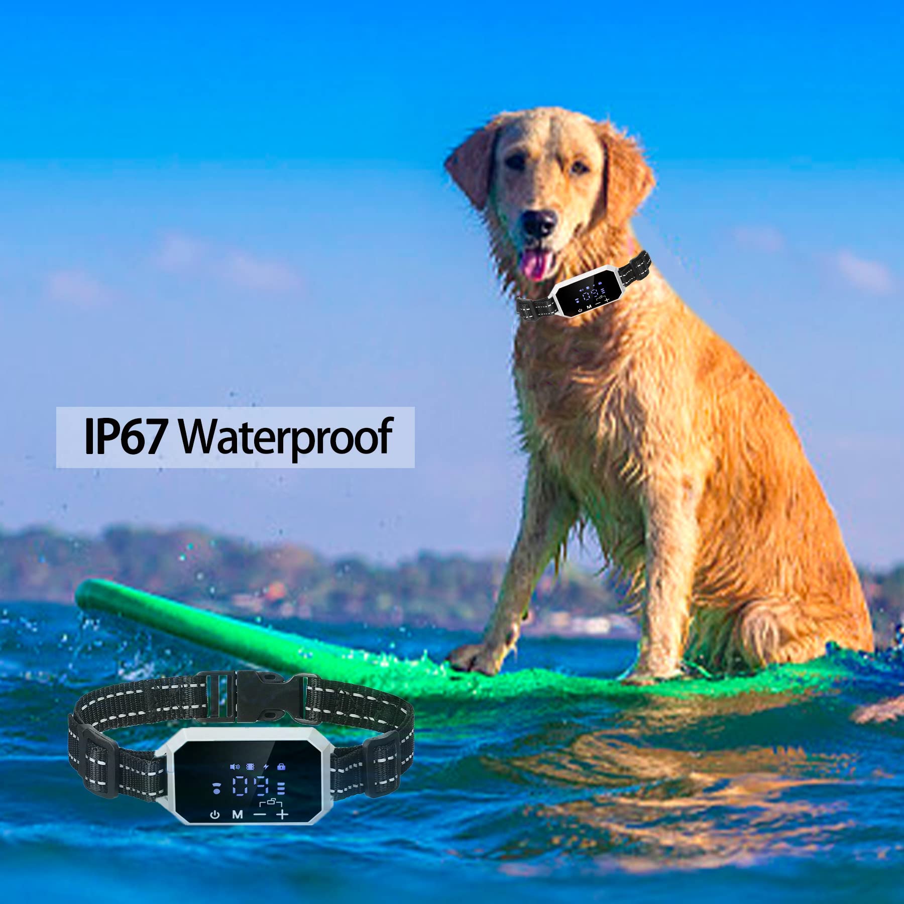yoiwqueoh GPS Wireless Dog Fence Range 100-3300 ft, Adjustable Warning Strength, Rechargeable, Pet Containment System, for All Medium and Large Dogs