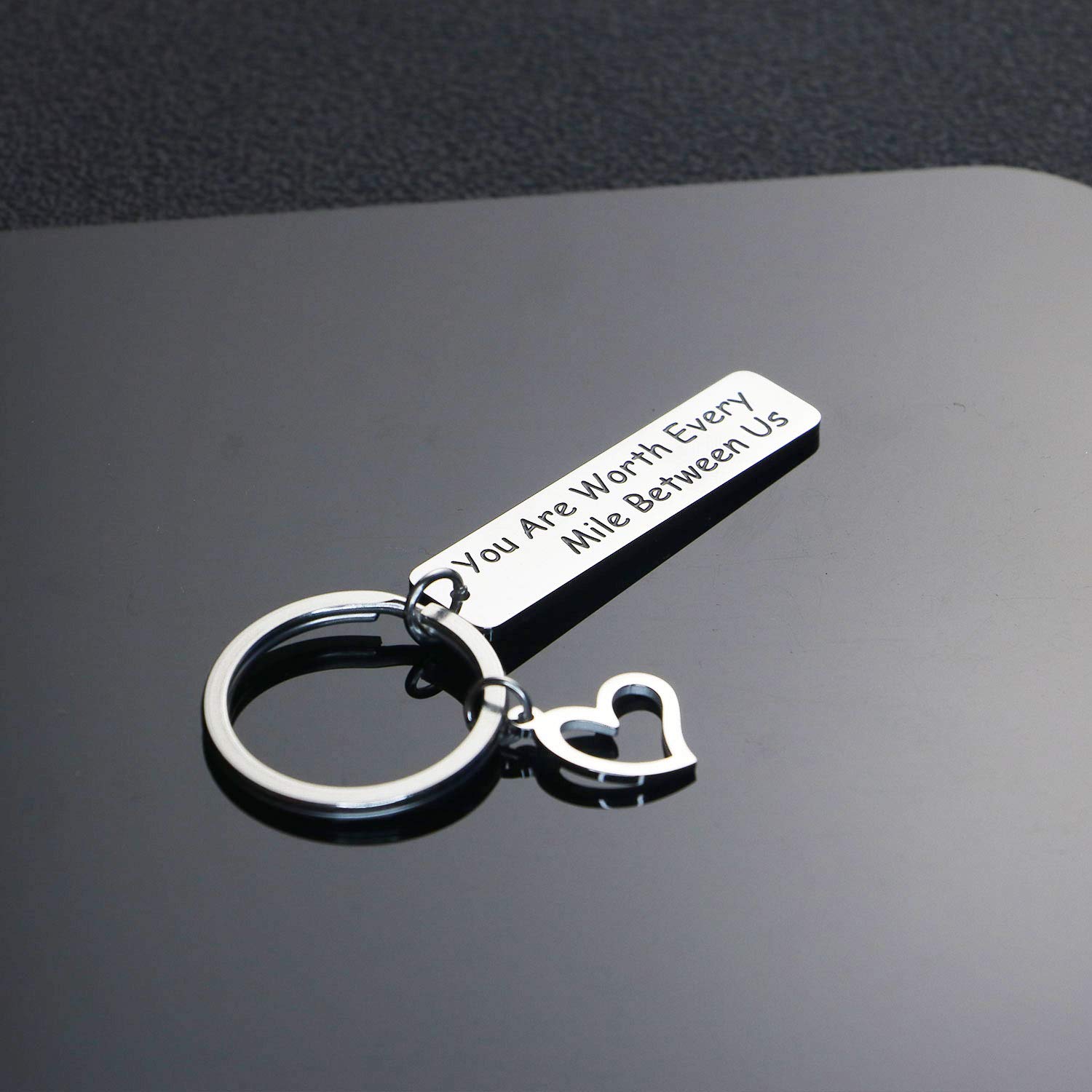WENATA Long Distance Relationship Gift Couples Keychain You Are Worth Every Mile Between Us Going Away Farewell Gift Anniversary Deployment Gift