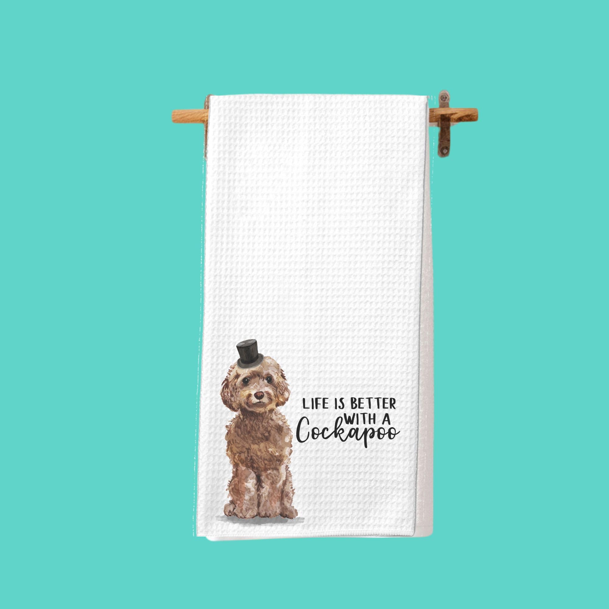 Watercolor Life is Better with a Cockapoo Microfiber Kitchen Tea Bar Towel Gift for Animal Dog Lover