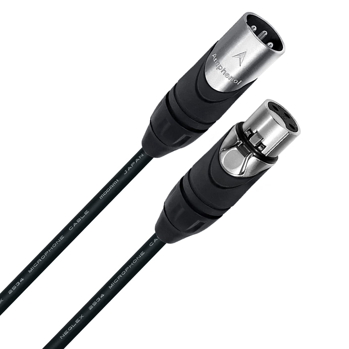 WORLDS BEST CABLES 2 Units - 3 Foot - Quad Balanced Microphone Cable Custom Made Using Mogami 2534 Wire and Amphenol AX3M Male & AX3F Female Silver XLR Plugs
