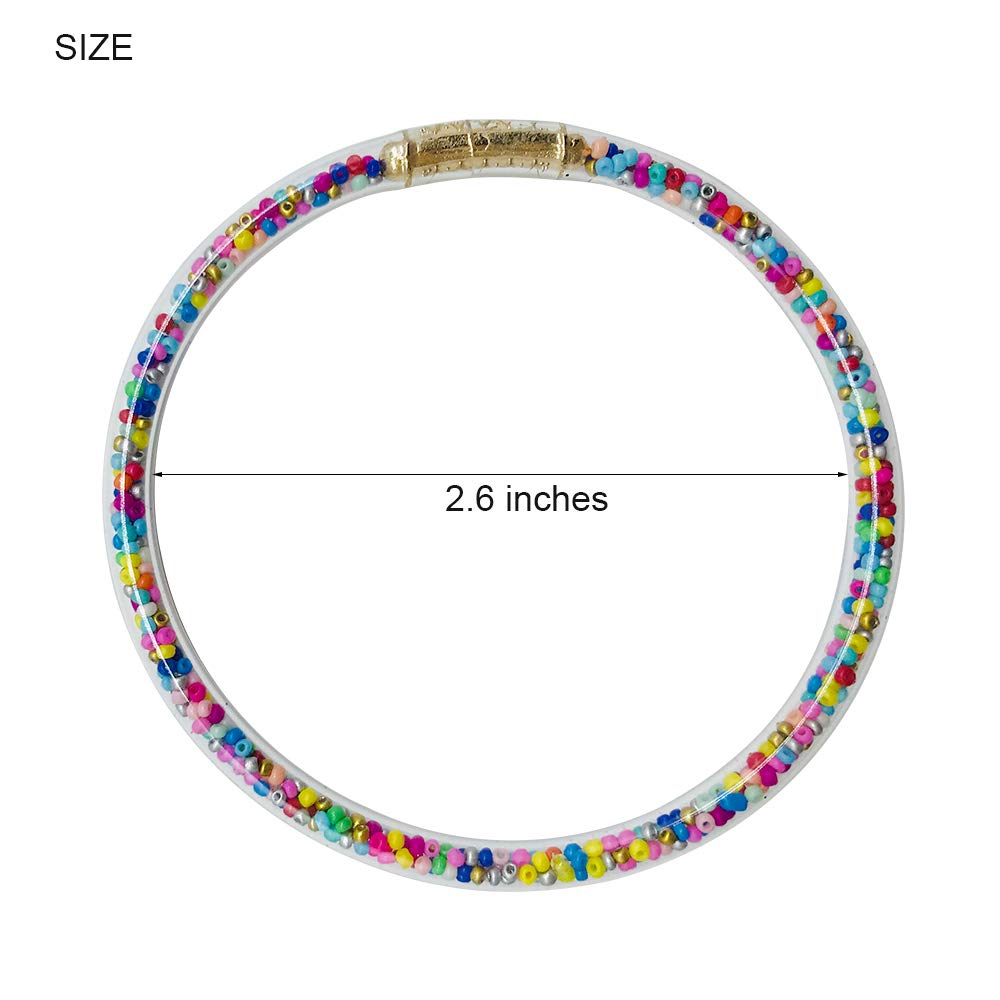 YBMYCM Jelly Bangles Bracelets Set for Women Glitter Filled Jelly Silicone Bracelets for Girls