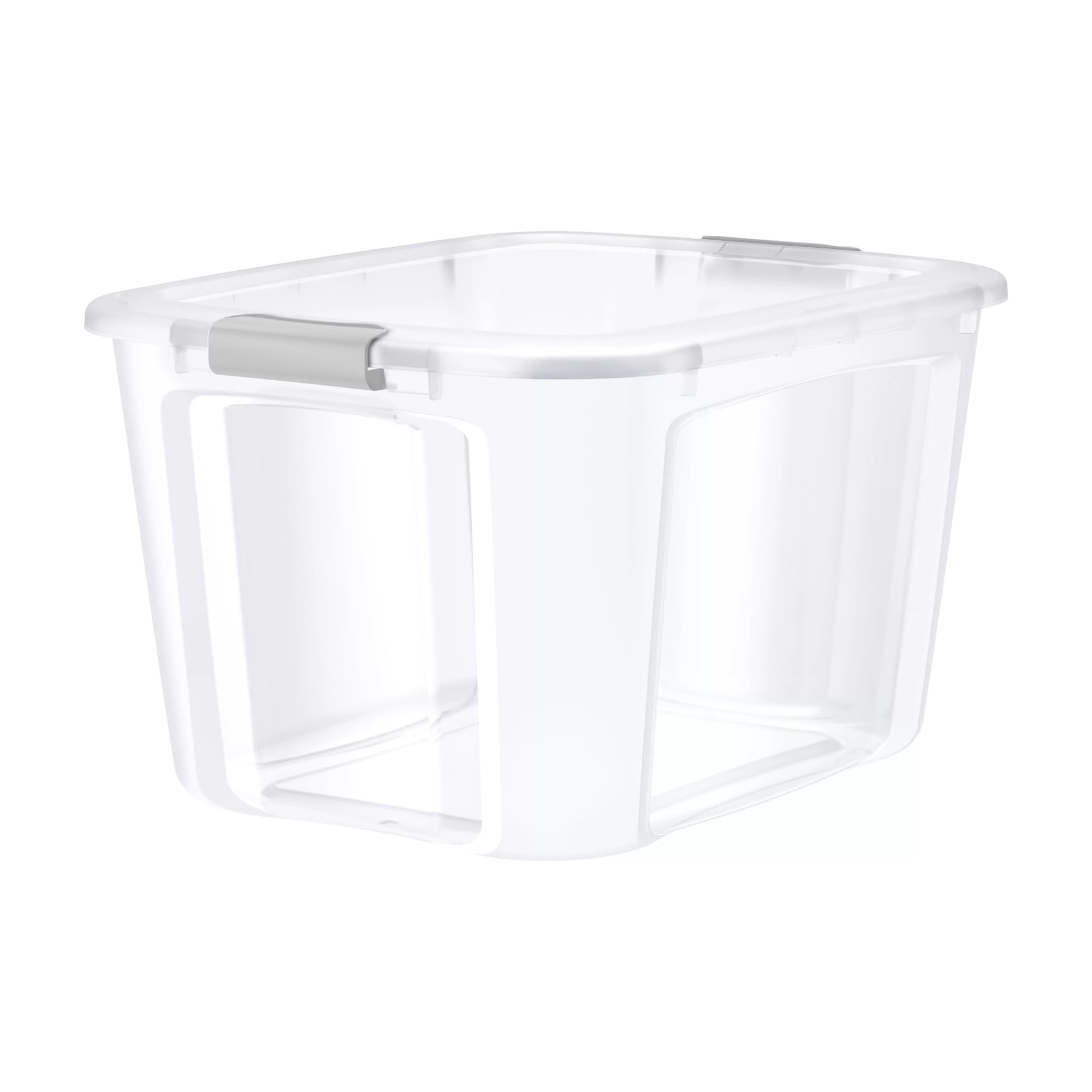 TamsOi 72 Quart Clear Plastic Silver Latches Clear Lid Tote Set of 6