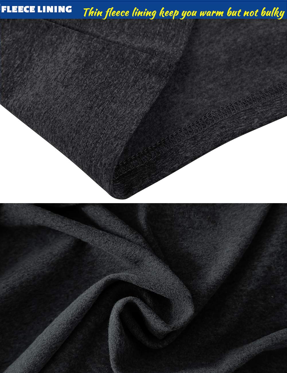 TACVASEN Men's Quarter Zip Pullover Fleece Pullover Workout Pullover Sports Performance Shirts Long Sleeve Pullover Shirts Tops Zip Up Black Grey, L
