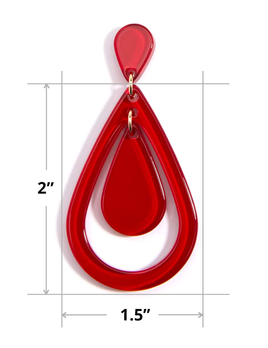 ZENZII Resin Teardrop Cutout Earring (Red)