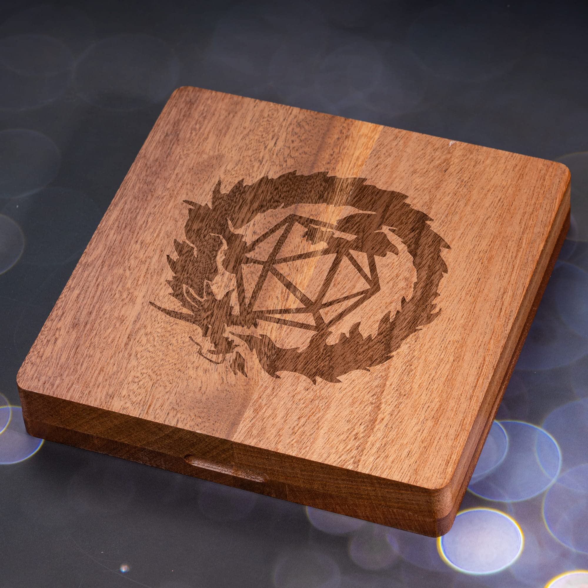 UDIXI 2 in 1 DND Dice Tray, Wooden Dice Box with Magnetic Lid & D&D Dice Holder Case, Dice Tray Combined into One for DND, D&D, RPG, Tabletop Games | Holds 6 Sets of Polyhedral Dice(Sapele Wood)