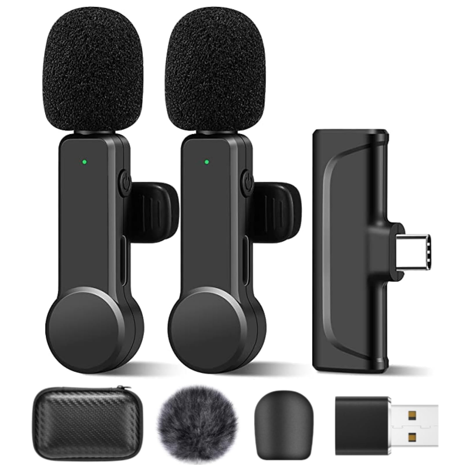 Wireless Lavalier Lapel Microphone for iPhone - Android Phone/Camera/Computer/Laptop, Dual Lava Microphone
