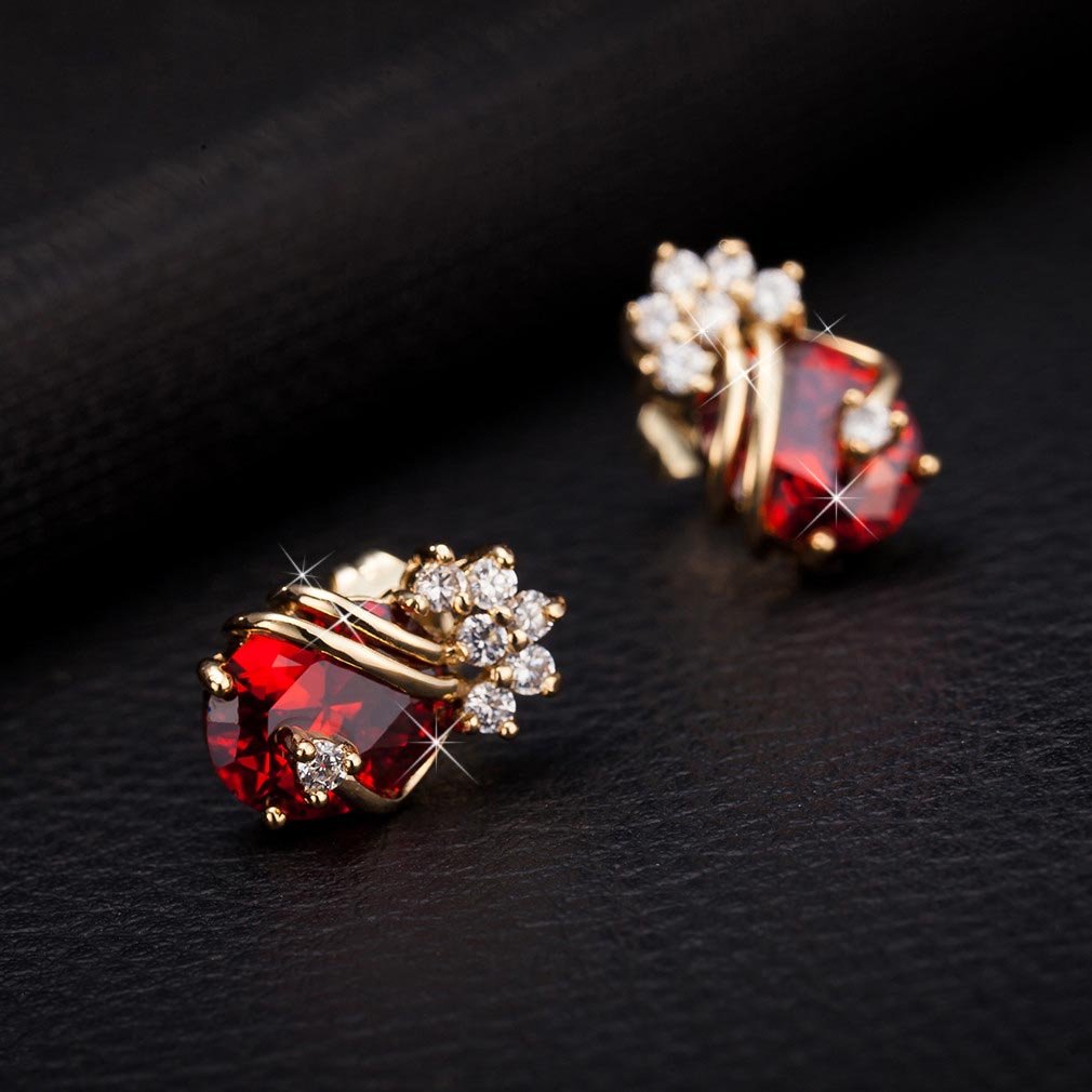 YAZILIND Elegant 18K Gold Plated Cubic Zirconia Multicolor Stud Earrings for Women