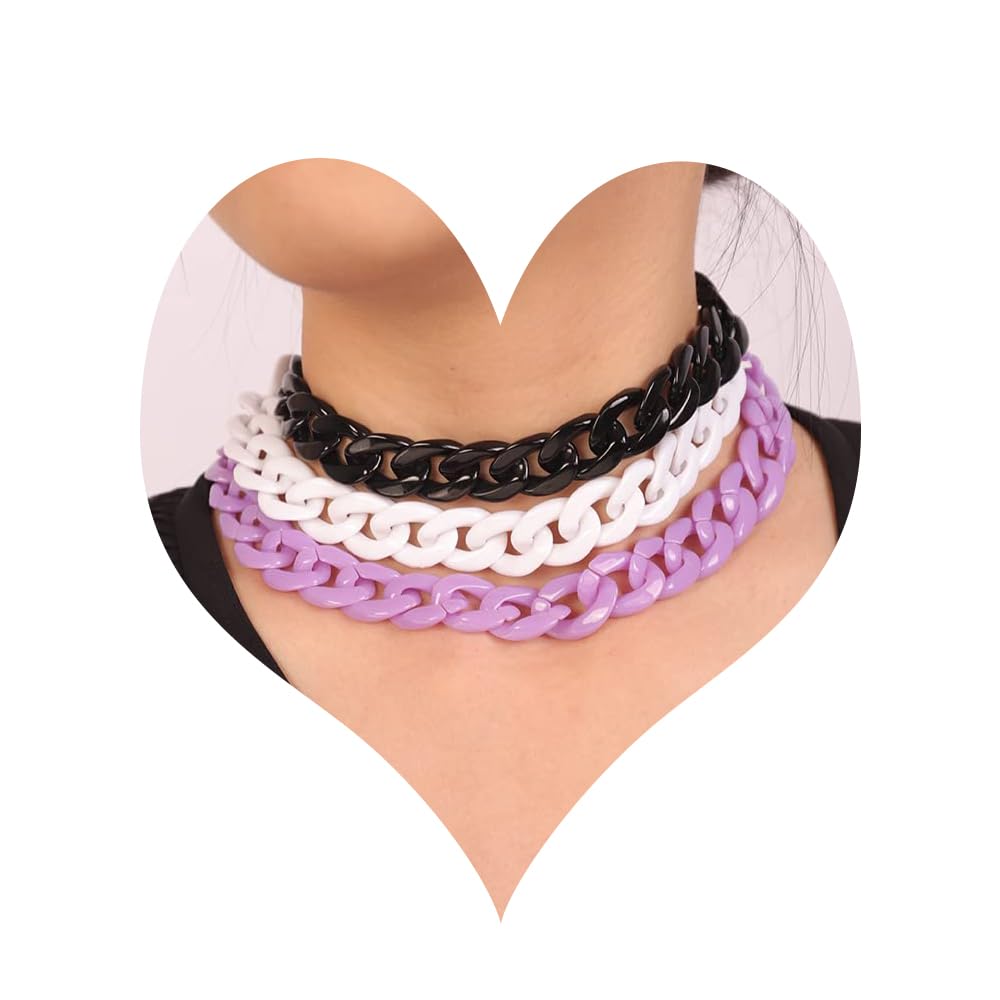 Wiwpar Acrylic Link Chain Necklace Minimalist Collar Necklace Multicolor Acrylic Choker Necklace Set for Women (Style 1)