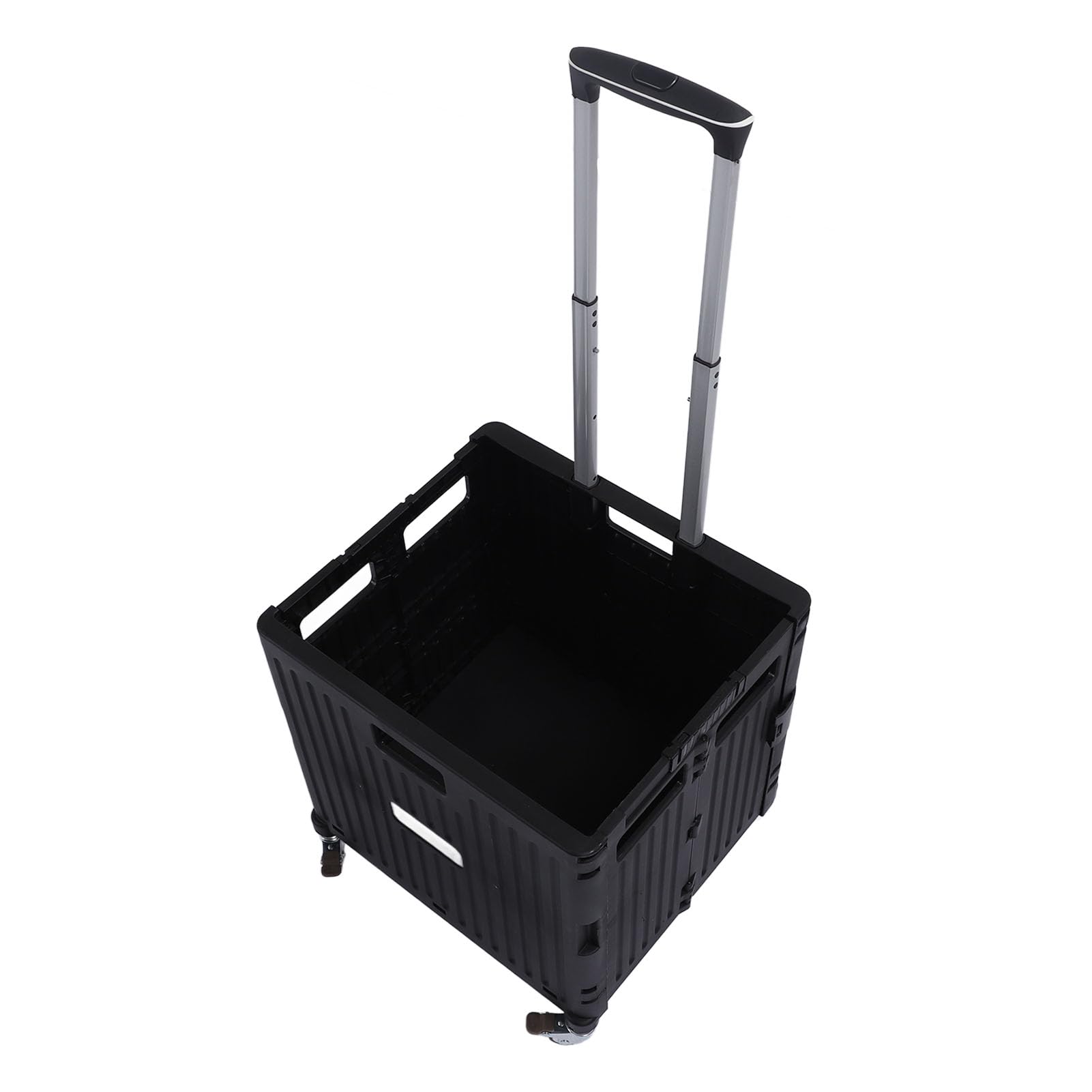VINGVO Folding Rolling Crate, Swivel Casters, Collapsible Utility Cart, Multipurpose Heavy Load with Lid for Camping (Black)