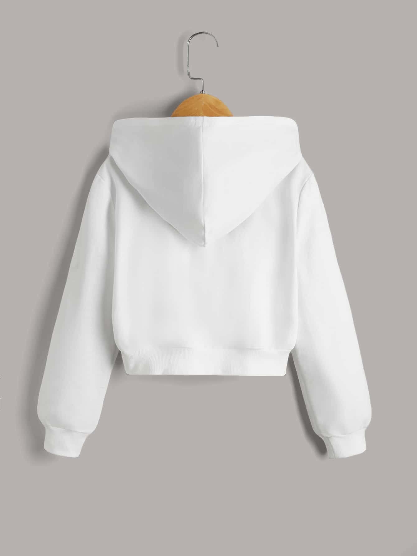 WDIRARA Girl's Zip Front Hoodie Pocket Casual Long Sleeve Sweatshirt Tops White 12-13Y
