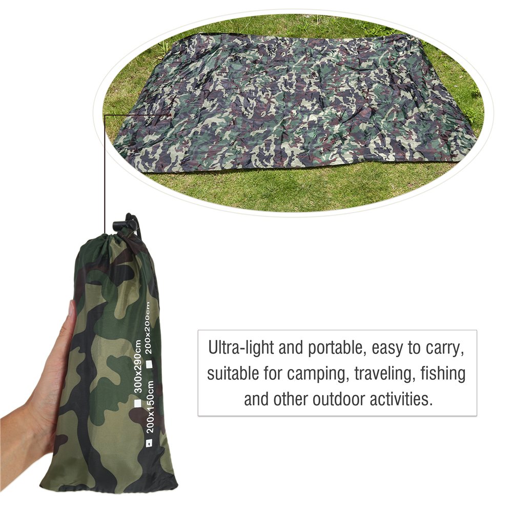 Tent Tarp Rainproof Portable Camouflage Tent Tarp Sheet Camping Shelter for for Outdoor Hiking Hunting(22m)