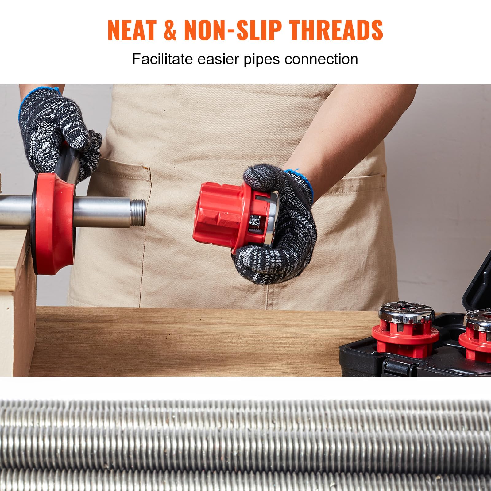 VEVOR Ratchet Pipe Threader Kit, 1/2" NPT, 3/4" NPT, 1" NPT Manual Ratcheting Pipe Threader, Portable Pipe Threading Tool Set with 3PCS NPT Dies, Storage Case for Galvanized Aluminum Iron Copper Pipes