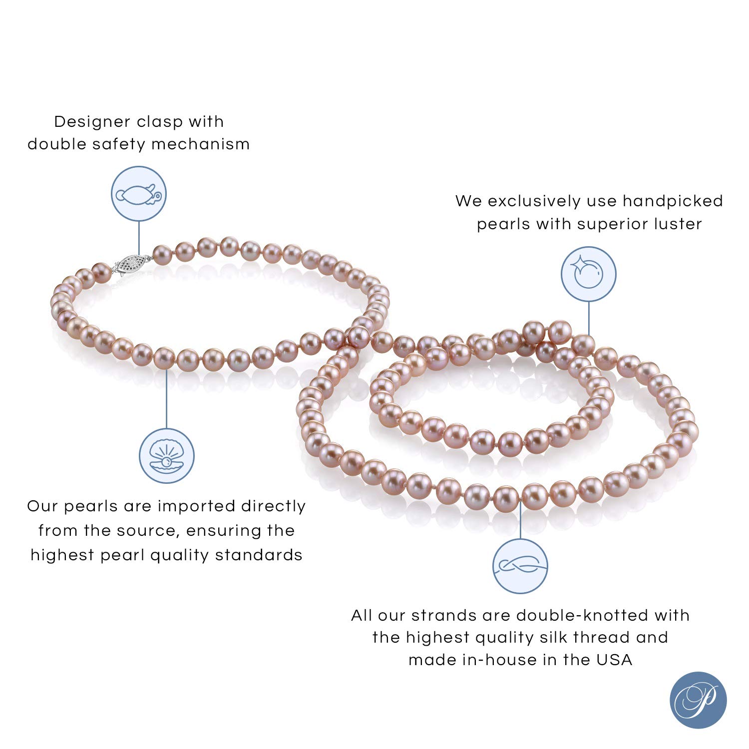 The Pearl Source 14K Gold 7-8mm AAAA Quality Pink Freshwater Cultured Pearl Necklace for Women in 18" Princess Length