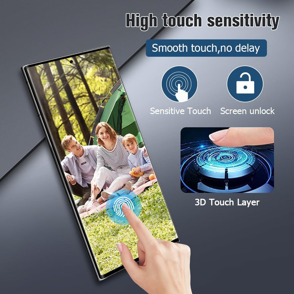 VITAVELAAA [2+2 Pack Galaxy S23 Ultra Screen Protector, Fingerprint Unlock, 9H Hardness Tempered Glass, Bubble Free, Premium HD Clear for Samsung Galaxy S23 Ultra Glass Screen Protector (6.8 Inch)