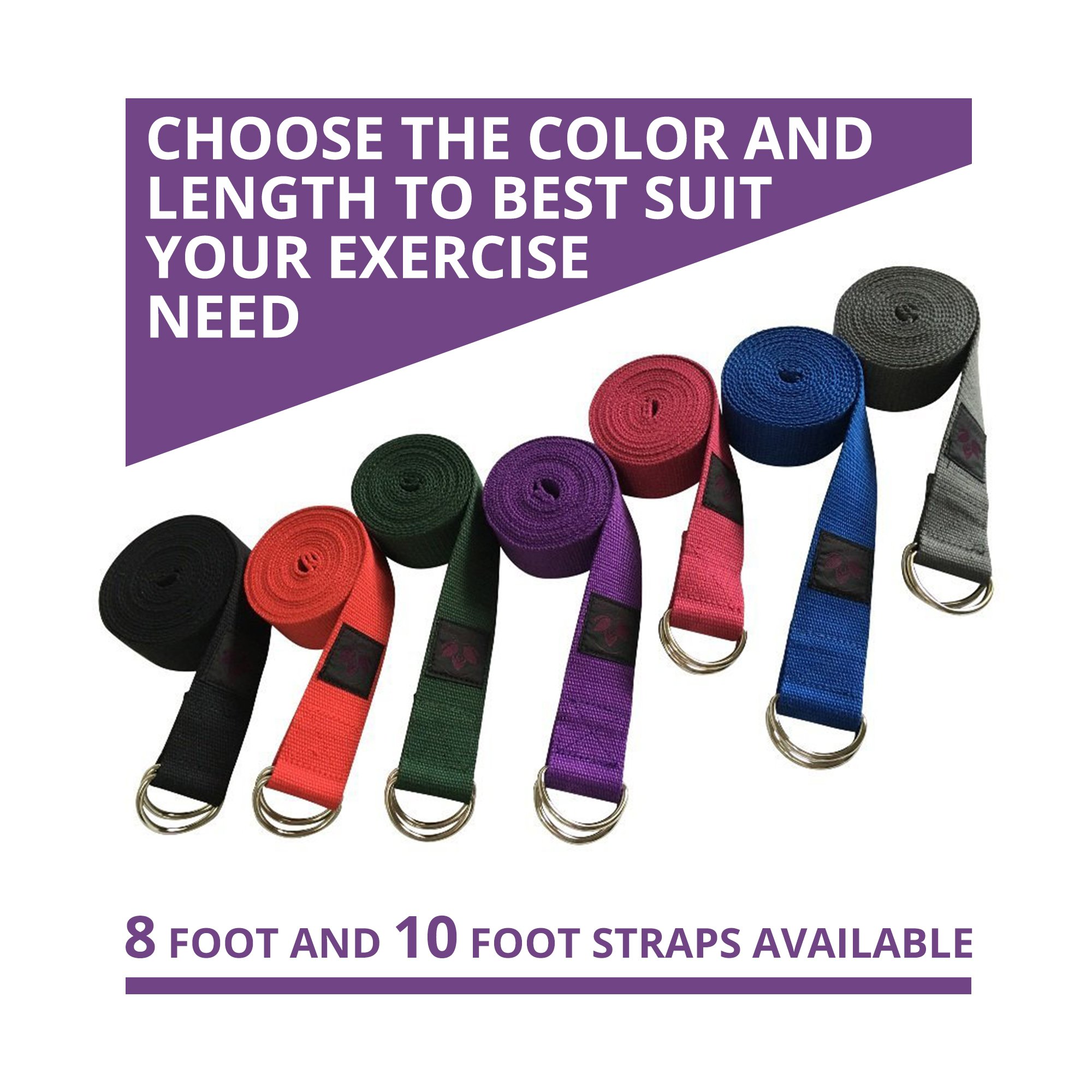 Stretching Bands for Flexibility - Gray 10 Foot Yoga Strap - By Clever Yoga