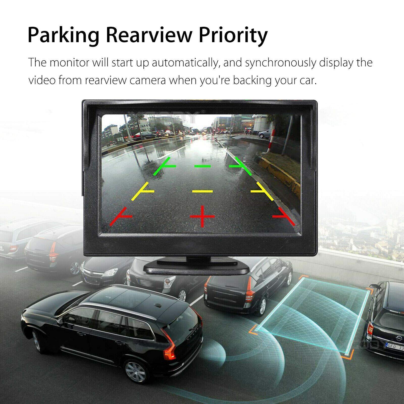 Wireless Reversing Parking Camera,5" TFT-LCD HD WiFi Backup Camera,IP68 Waterproof 360° Rear View Monitor