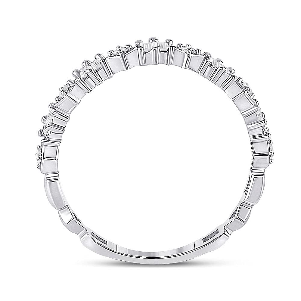 The Diamond Deal 14kt White Gold Womens Baguette Diamond Modern Band Ring 1/3 Cttw