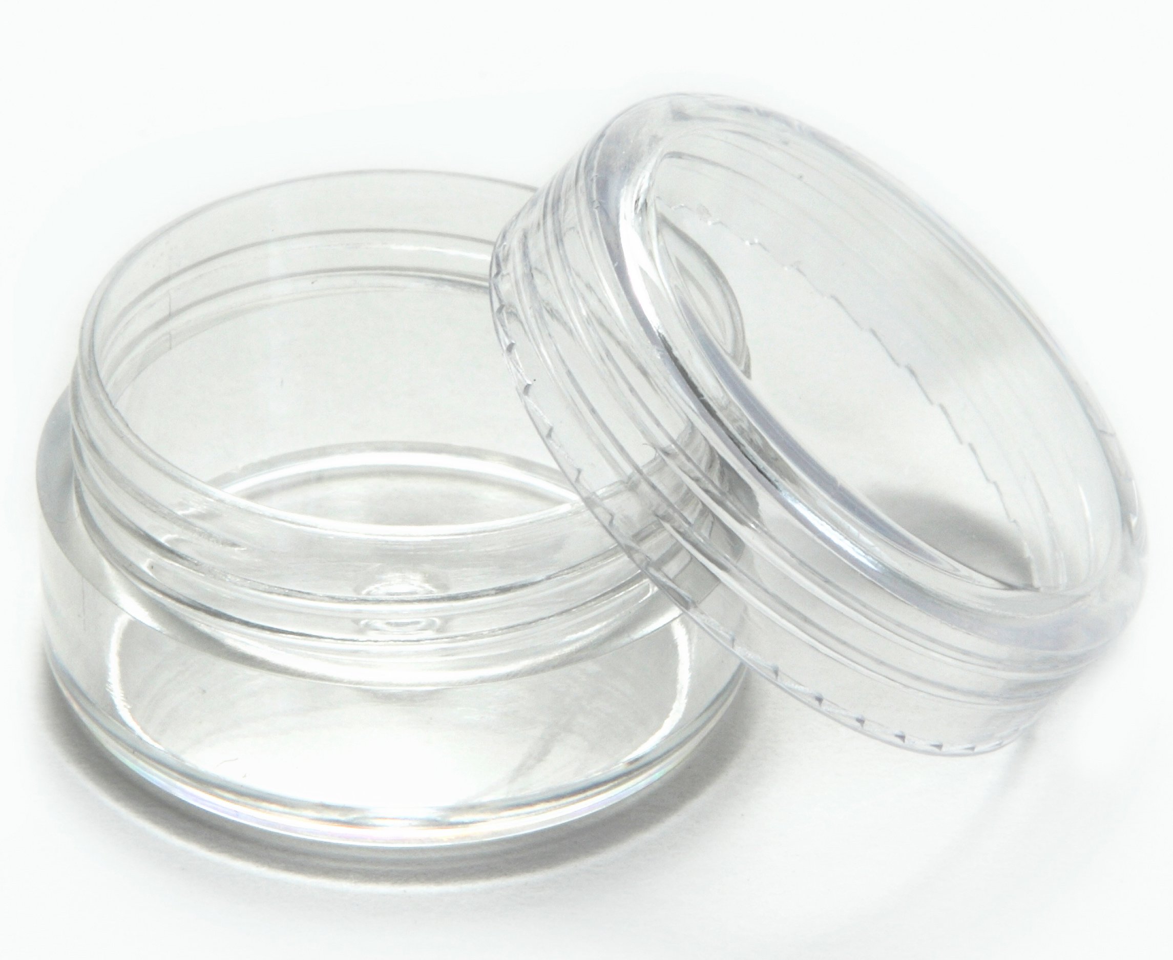Vivaplex, 50, Clear, Empty, 5 Gram Plastic Pot Jars, Cosmetic Containers.
