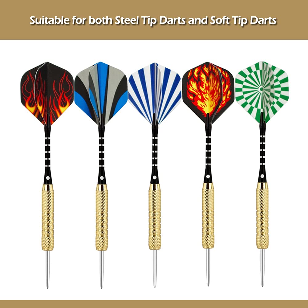 Wolftop Standard Dart Flights 40 Sets 120 Pcs - Durable PET and Laser Replacement Feather Tail Wings - Dart Accessories Kit for Steel Tip Darts and Soft Tip Darts