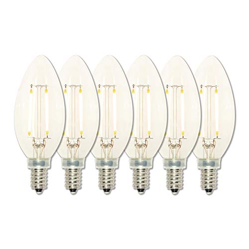 Westinghouse Clear 5059120 25-Watt Equivalent B11 Dimmable Filament LED Light Bulb with Candelabra Base (6 Pack), 6 Count (Pack of 1)
