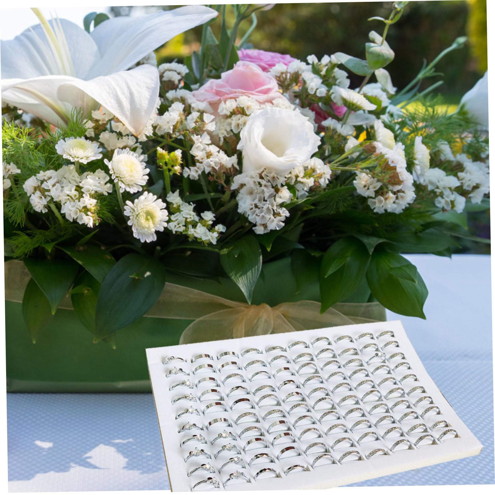 USHOBE 4pcs Box Jewelry Box Pad Ring Display Pad Jewelry Insert Pad Jewelry Dish Jewelry Tray Insert Foam Ring Holder Showcase Dsiplay Insert Ring Tray White Jewelry Rack Earrings Sponge