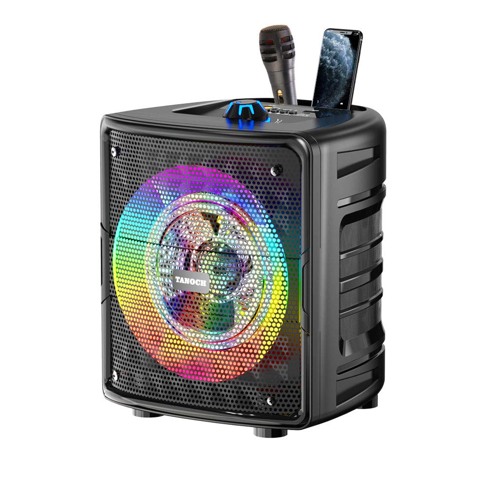 TANOCH Portable Karaoke Machine for Kids & Adults, Bluetooth Speaker with Wired Microphone for Party, Wireless PA Sound System with FM Radio, Audio Recording, TF/USB Supported Christmas Gift…