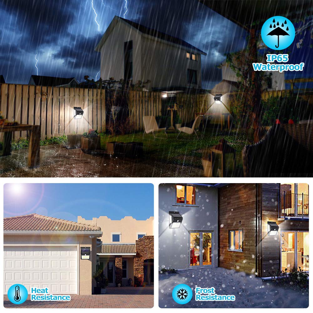 Solar Lights Outdoor[120 LED/3 Optional Modes],270°Lighting Angle Solar Motion Sensor Lights Wireless IP65 Waterproof Outdoor Solar Security Lights for Porch Garden Yard Fence Patio Deck (6 Pack)