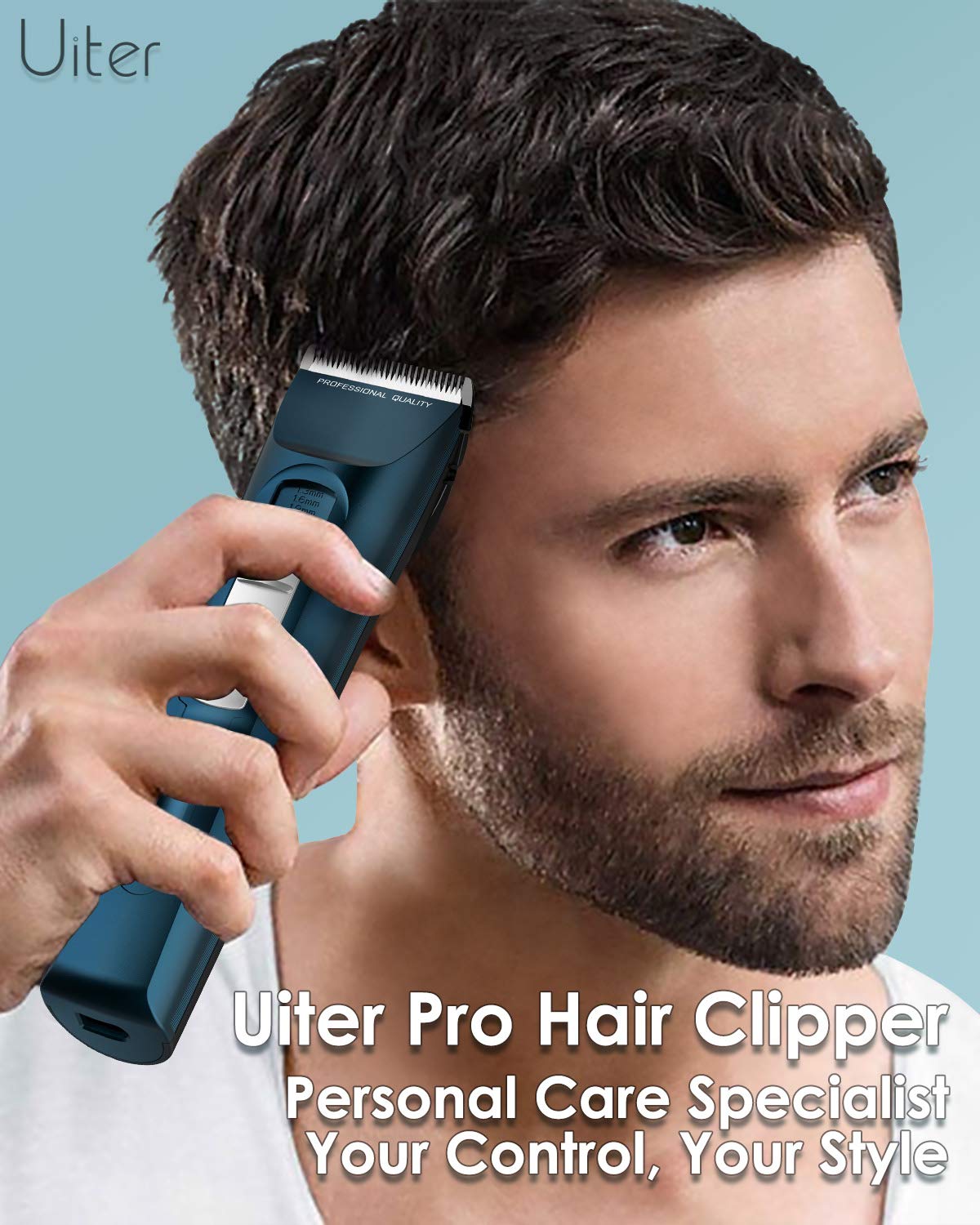 Uiter Hair Clippers for Women/Men - 4 Length Fine Adjustment Knobs & 2 Guide Combs, Hair Grooming Kits for Women, Cordless Electric Beard Trimmer for Mens, Includes Charging Adapter
