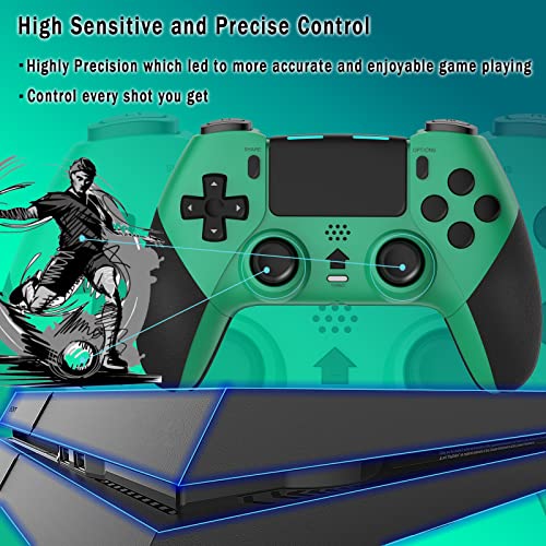 TERIOS Wireless Pro Controller Compatible with PS4 /PS4 Pro/PS4 Slim Console, Gaming Remote with Built-in 800mAh Rechargeable Battery/Precise Joystick/Audio/Turbo/Advanced Buttons Programming (Green)