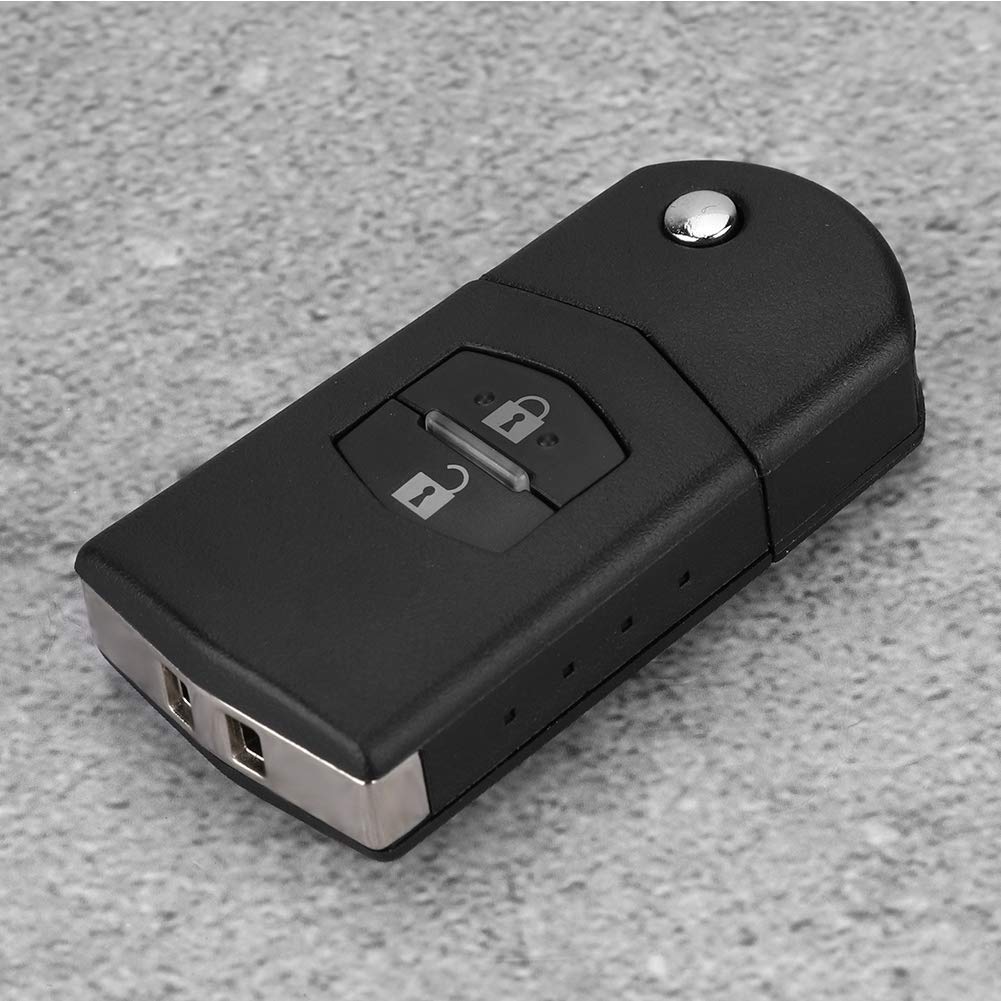Terisass Car Remote Key Fob Case Shell 2 Button Automobile Keyless Entry Remote Flip Folding Key Fob Case Cover Housing for Mazda 2 3 5 6 RX8 MX5 2B
