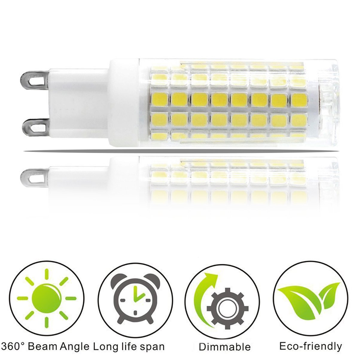 XRZT G9 Led Bulbs T4 Bi-Pin Base, 6000K Daylight White Light Dimmable Chandelier Light Bulb for Home Lighting Indoor Decoration, 7W (40W 60W 75W Halogen Replacement) Pack of 4