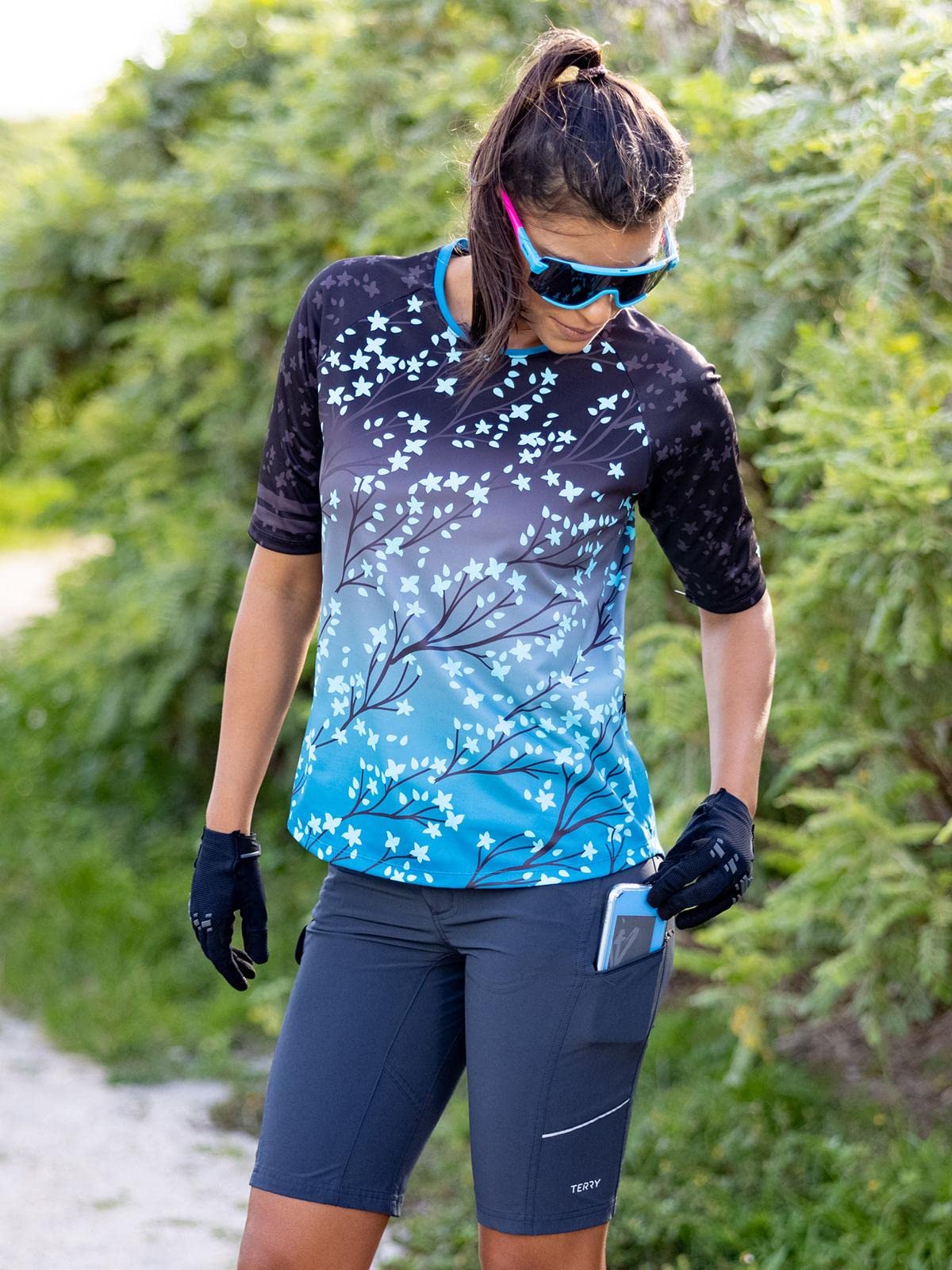 Terry Metro Short Lite - Womens Mountain Bike Cycling Short W/Removable Padded Liner - 11.5 Inch Inseam - Ebony, Large